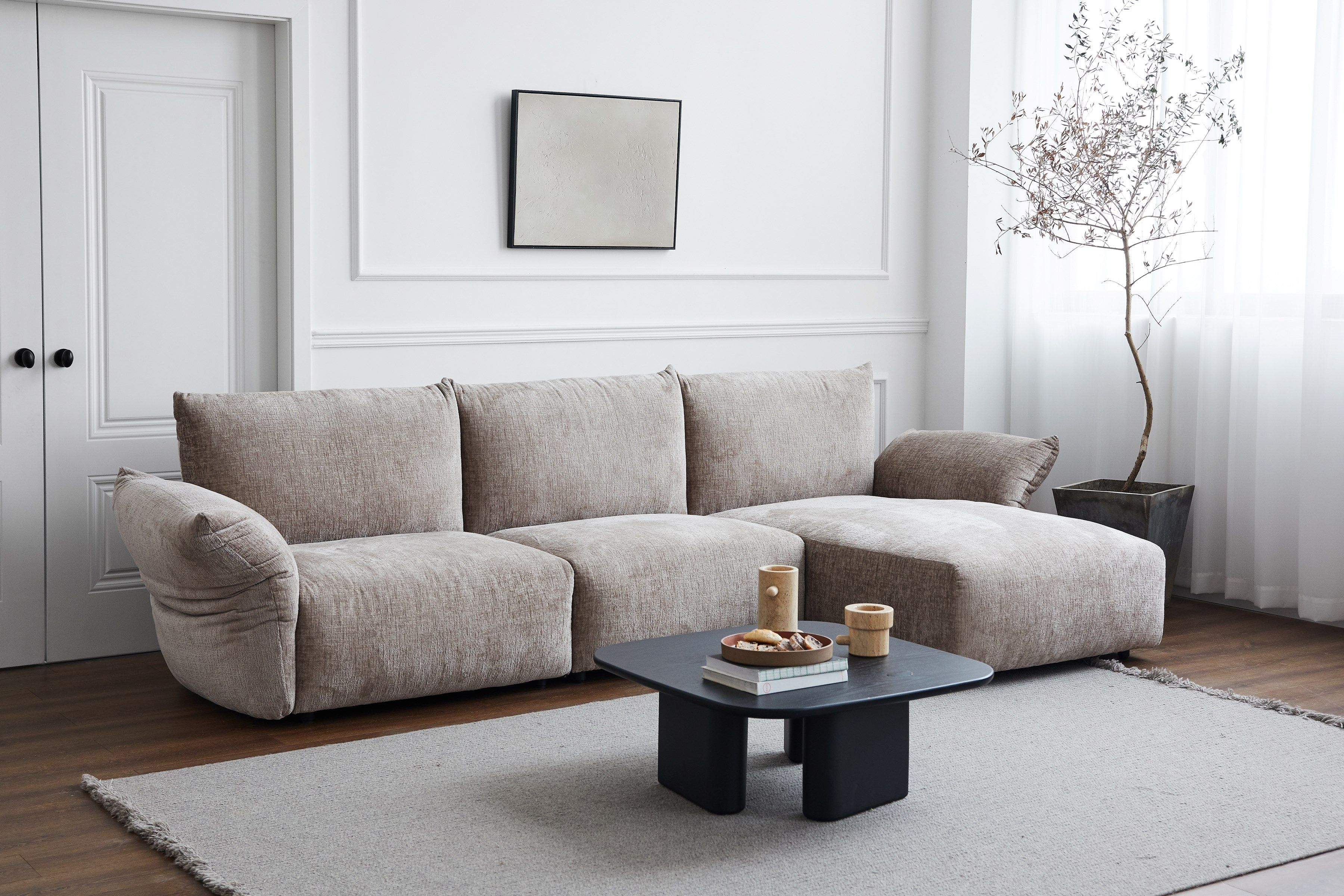 PUFF Fabric sofa with chaise longue By grado design