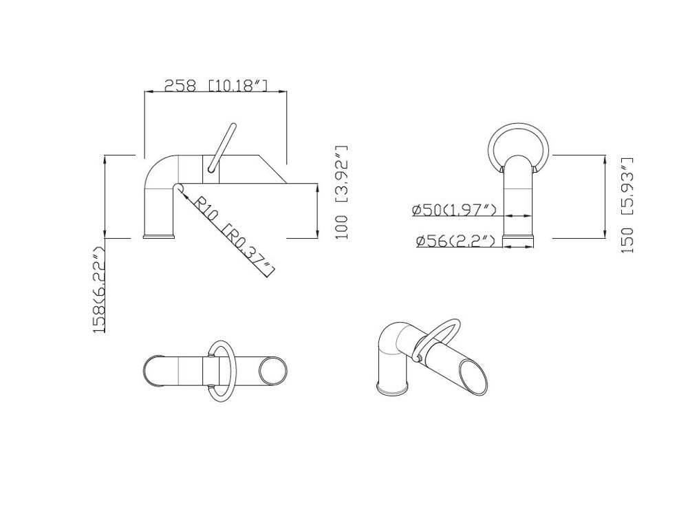 Countertop 1 hole stainless steel washbasin mixer PURE BASIN MIXER LOW ...