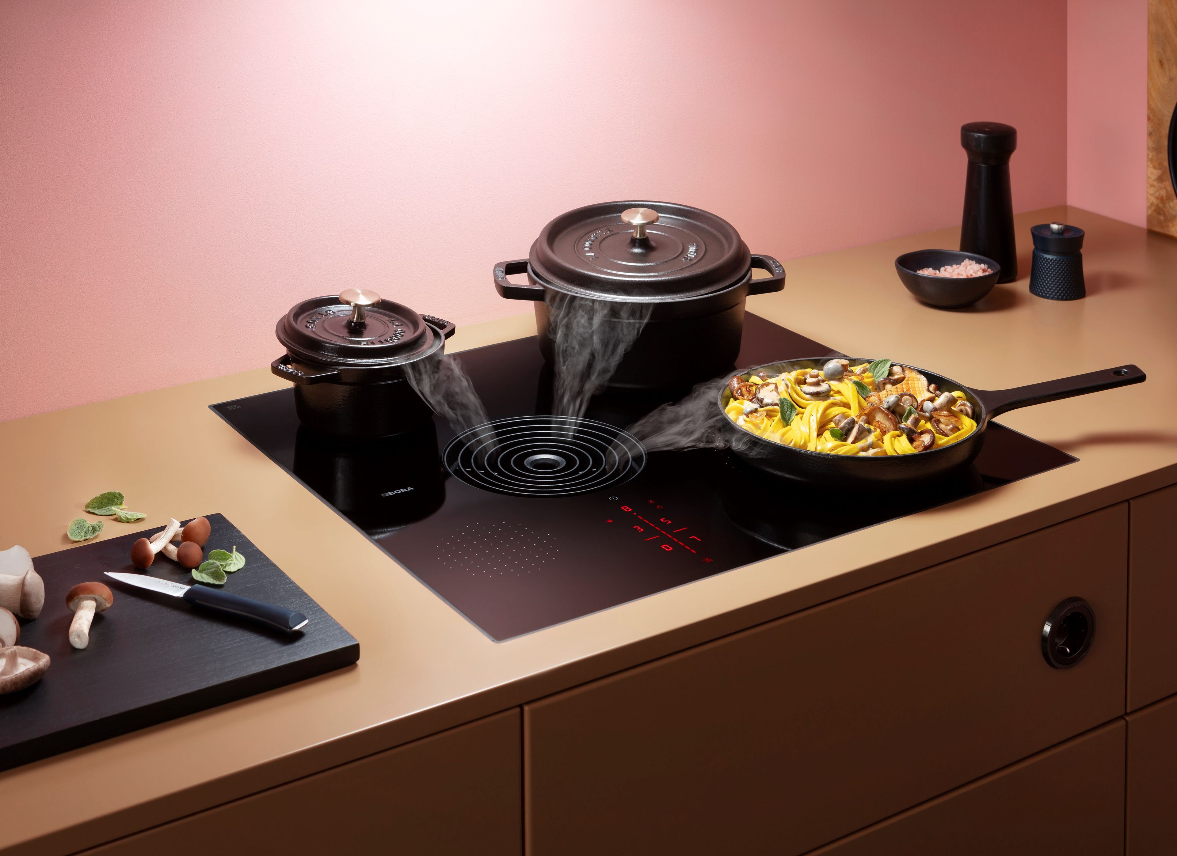 PURSA Induction flush-mount hob with integrated hood By BORA