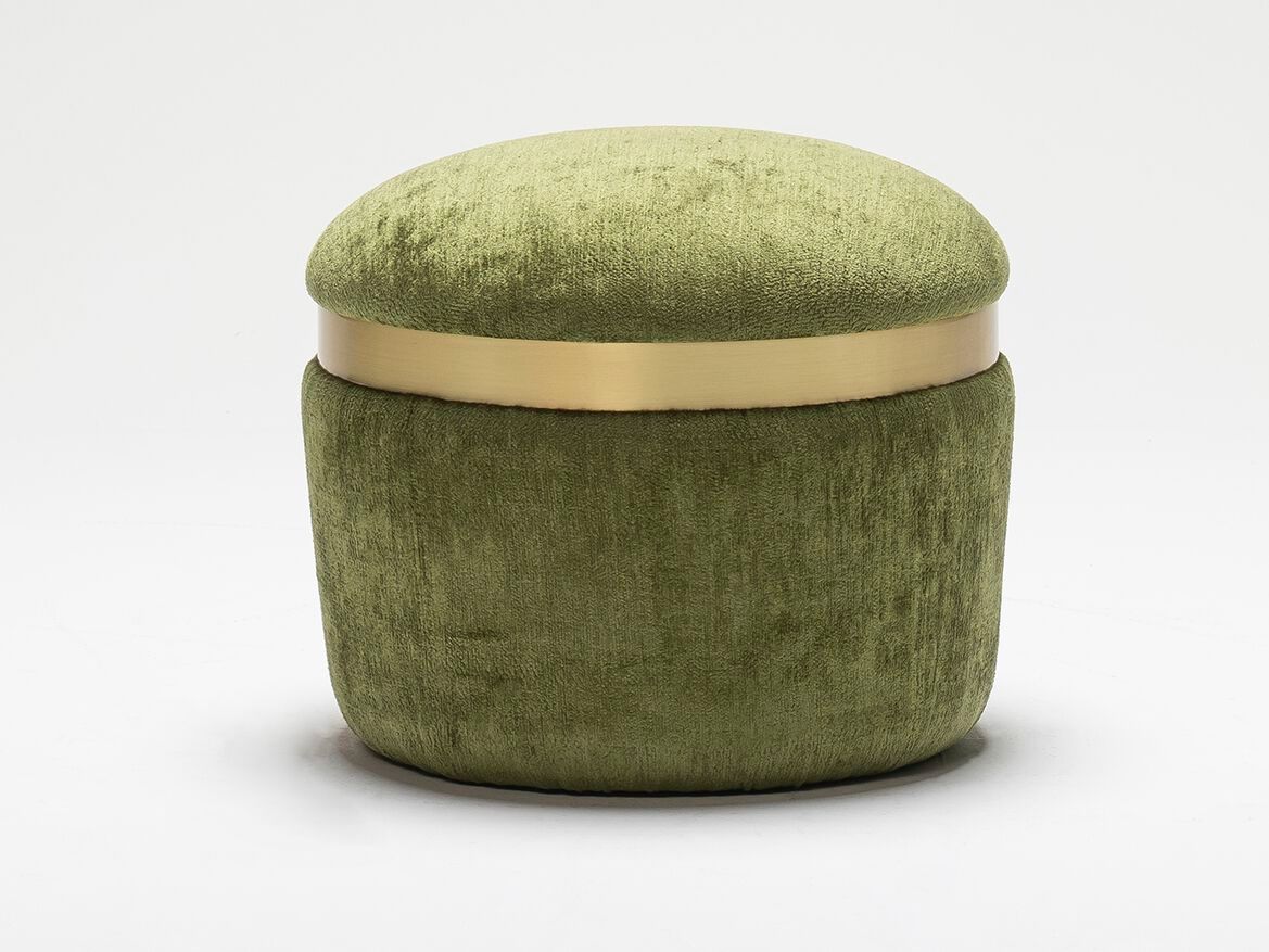 ARVIL Round fabric pouf By Papell Design
