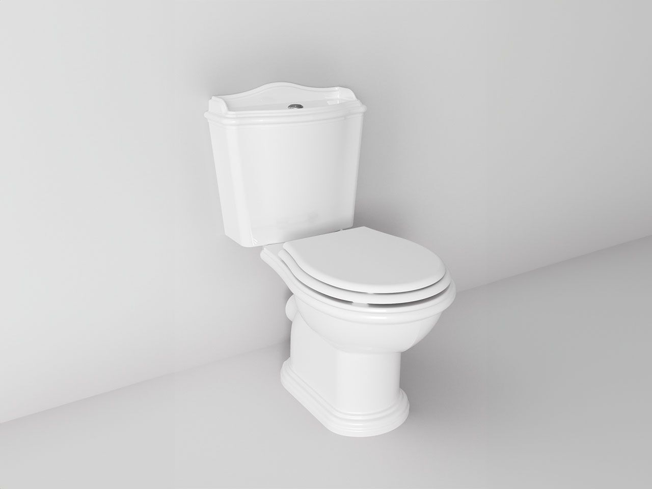 CROWN Floor mounted close coupled ceramic toilet with external cistern ...
