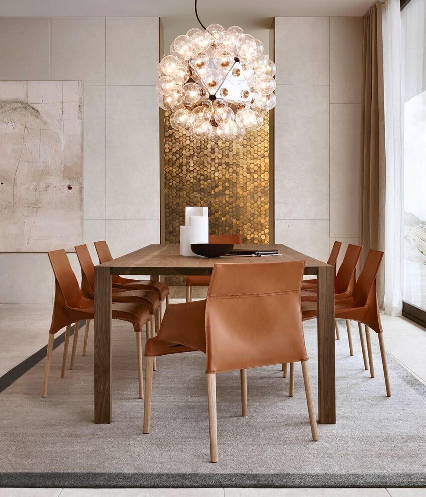 BLADE Rectangular walnut table By Poliform