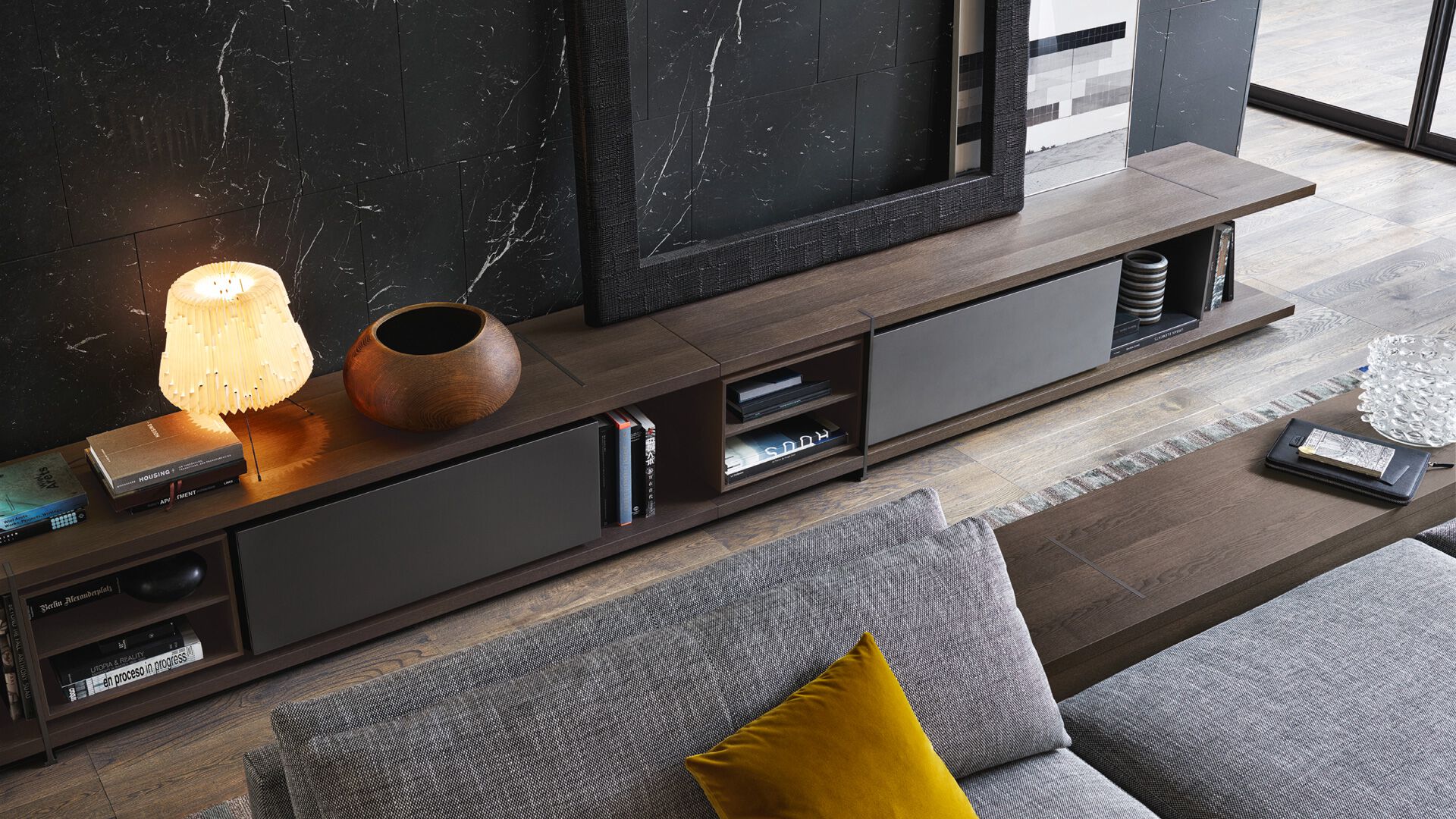 BRISTOL Wood veneer sideboard By Poliform | design Jean-Marie Massaud