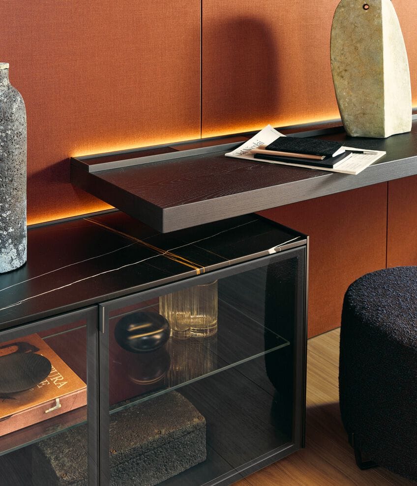 CODE Sectional wooden storage wall By Poliform