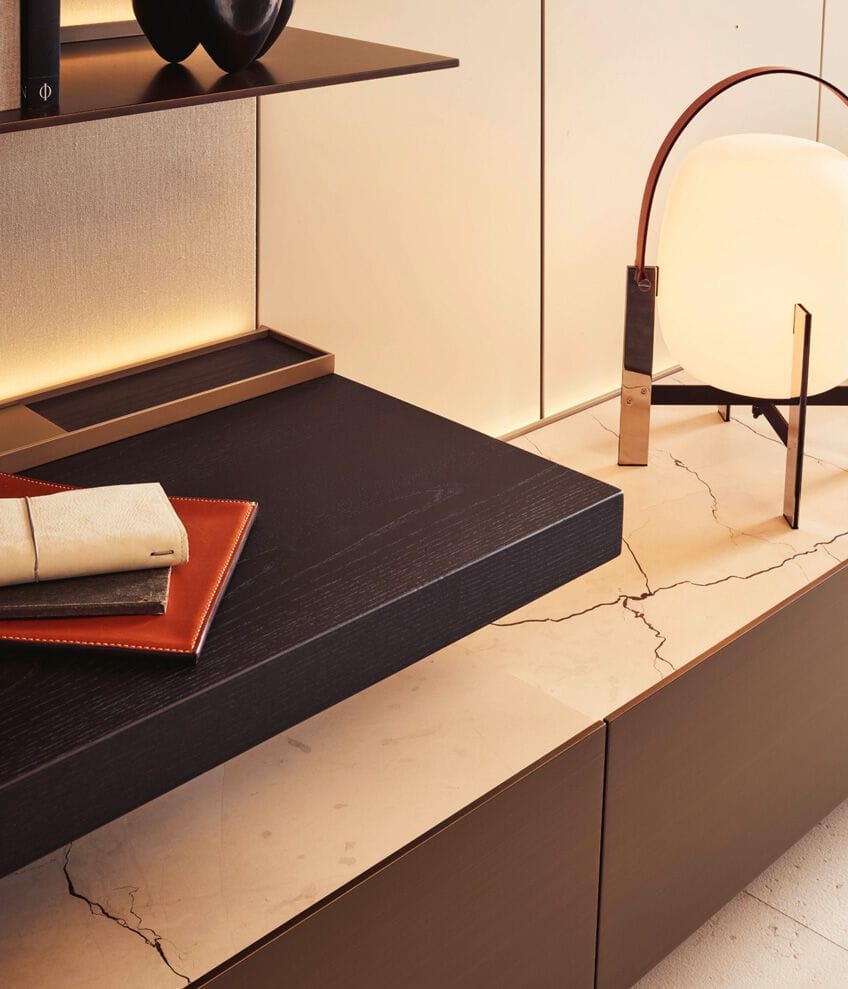 CODE Sectional wooden storage wall By Poliform