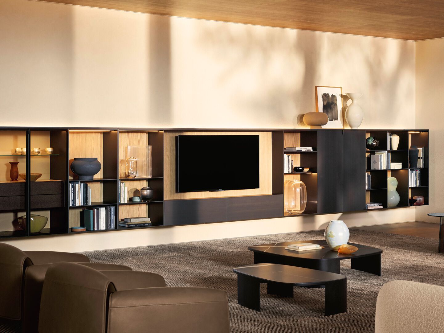 CODE Sectional wooden storage wall By Poliform