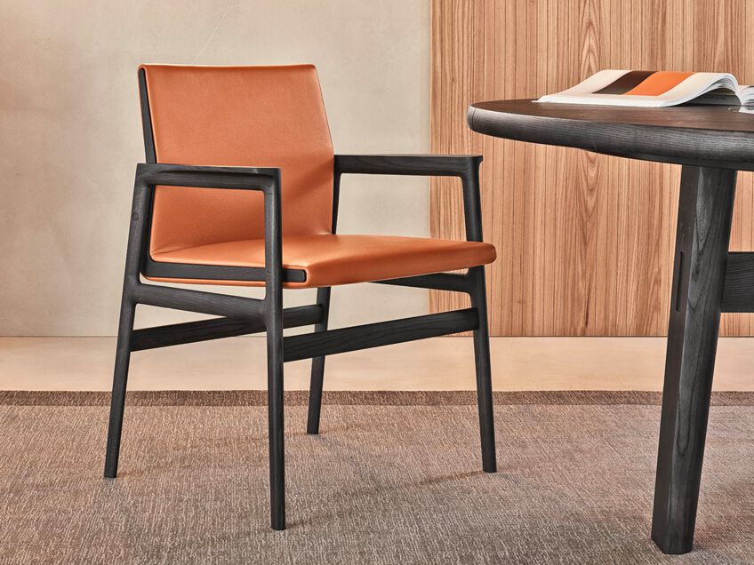 IPANEMA Upholstered leather chair with armrests By Poliform | design ...