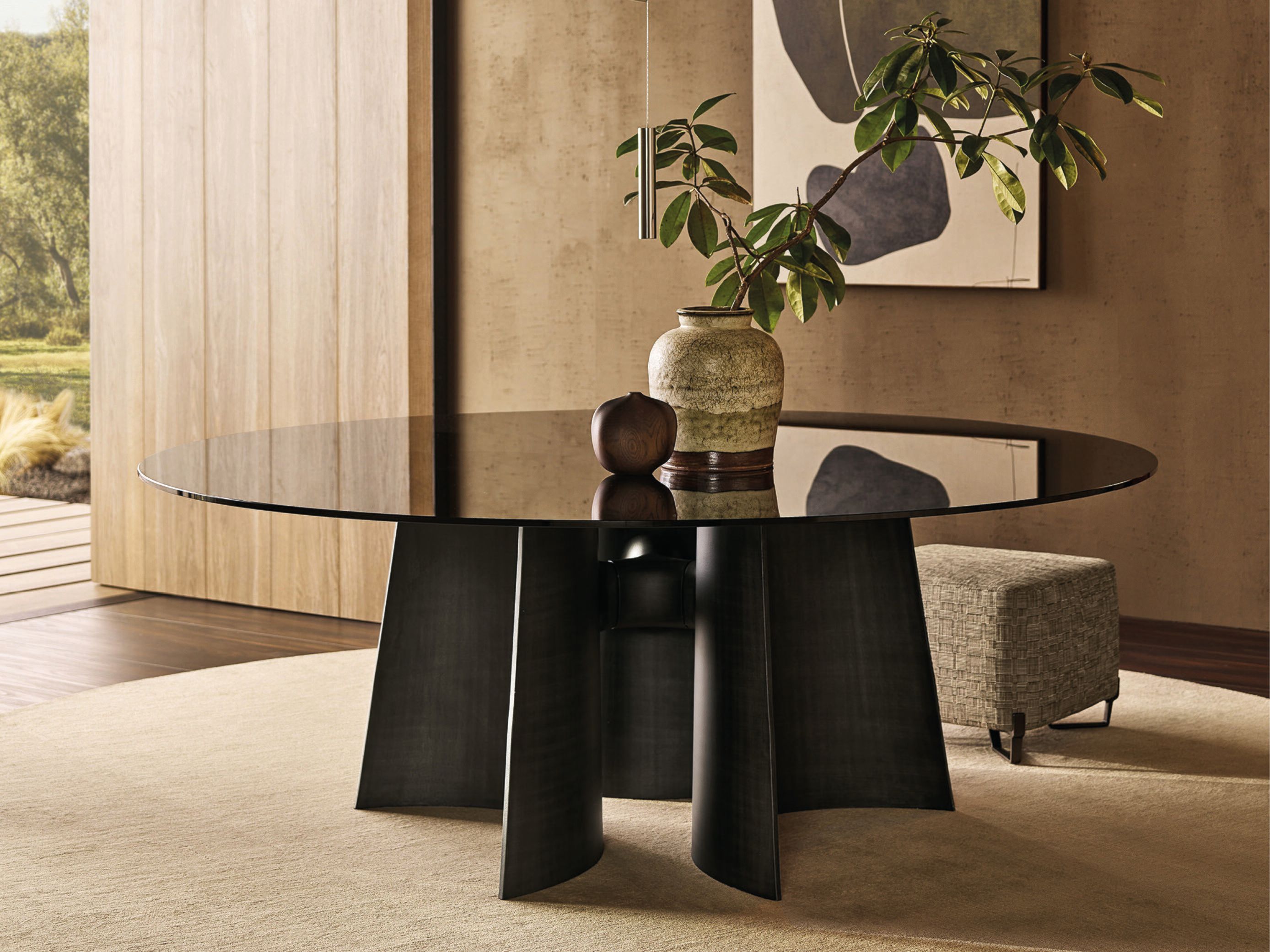 KENSINGTON Round glass table By Poliform | design Jean-Marie Massaud