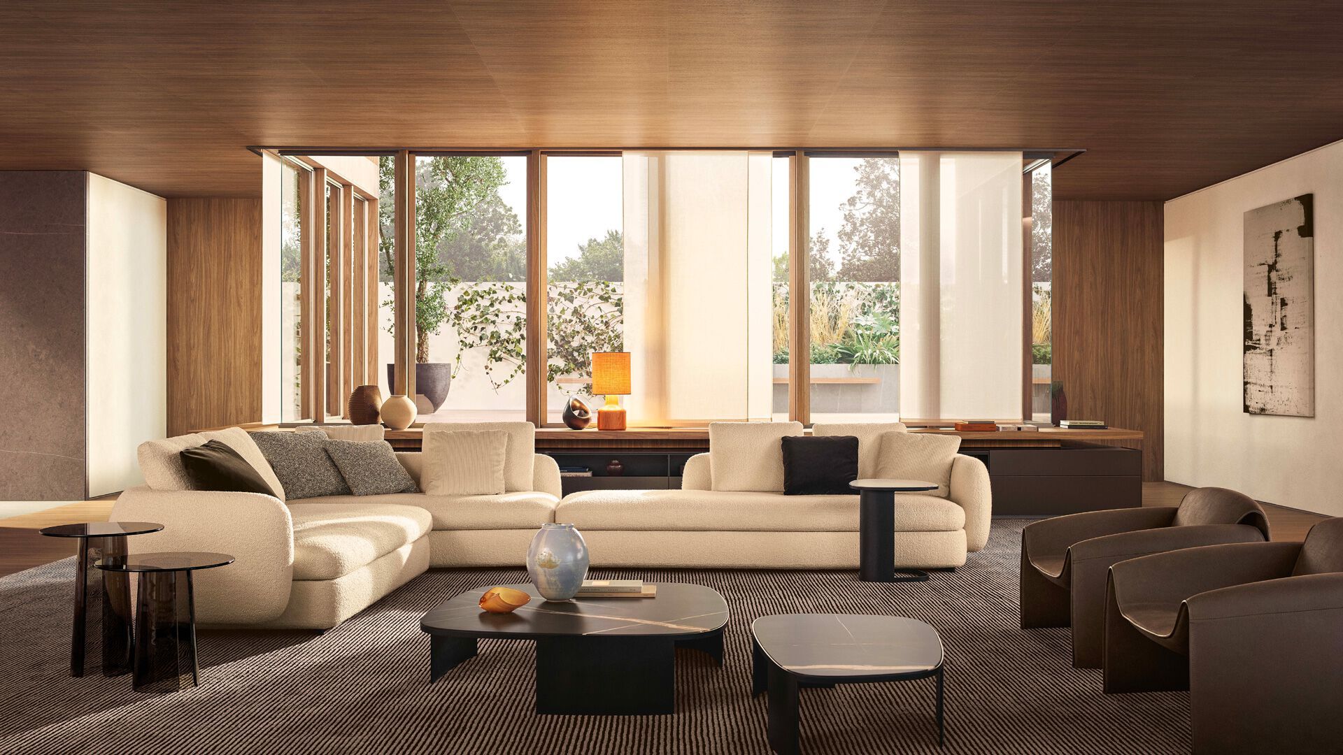 LE CLUB Poltrona in tessuto con braccioli By Poliform | design Jean ...