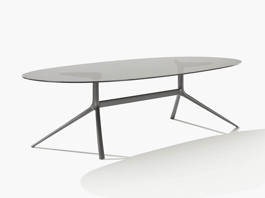 MONDRIAN Oval glass table By Poliform | design Jean-Marie Massaud