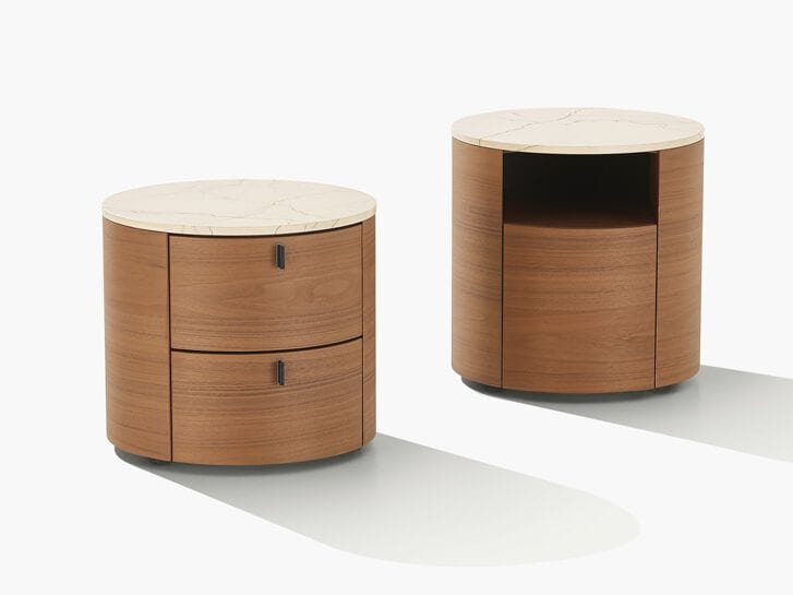 ONDA Wood veneer bedside table with drawers By Poliform | design CR&S POLIFORM
