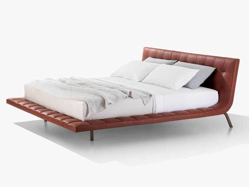 ONDA Leather double bed with tufted headboard By Poliform | design ...