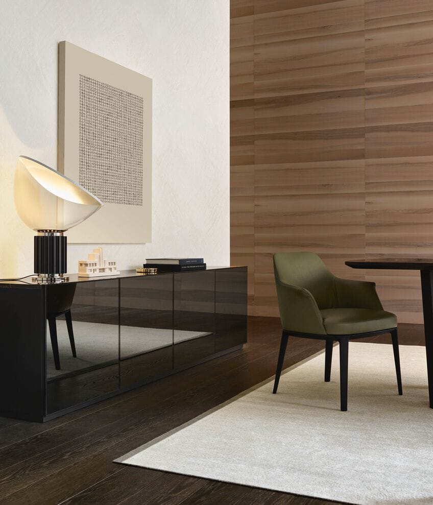 SOPHIE Leather chair with armrests By Poliform | design Emmanuel Gallina