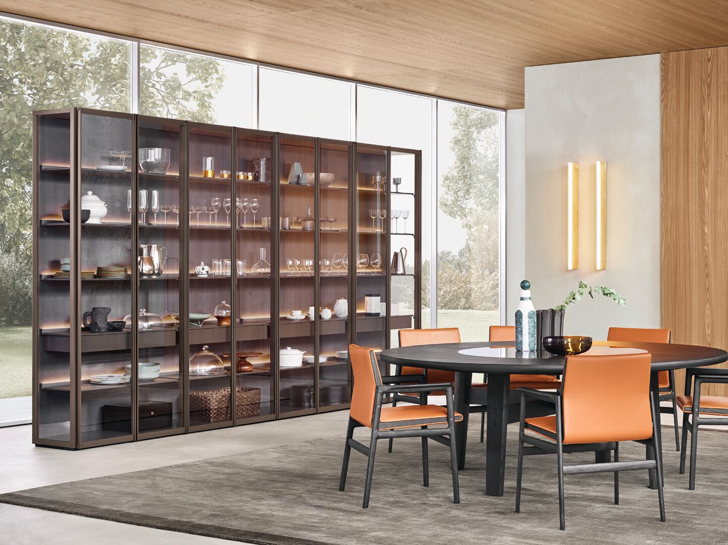 WALL SYSTEM Sectional wooden bookcase By Poliform | design CR&S POLIFORM