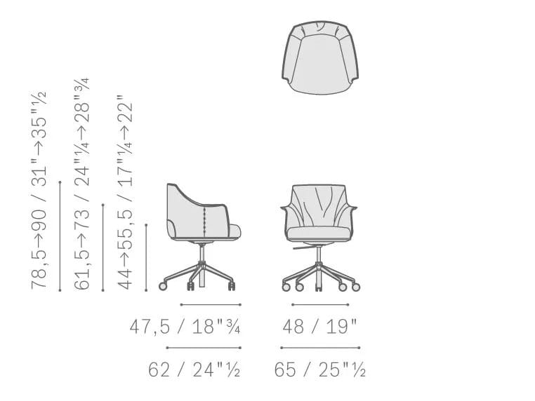 ARCHIBALD TASK MANAGERIAL Office chair By Poltrona Frau