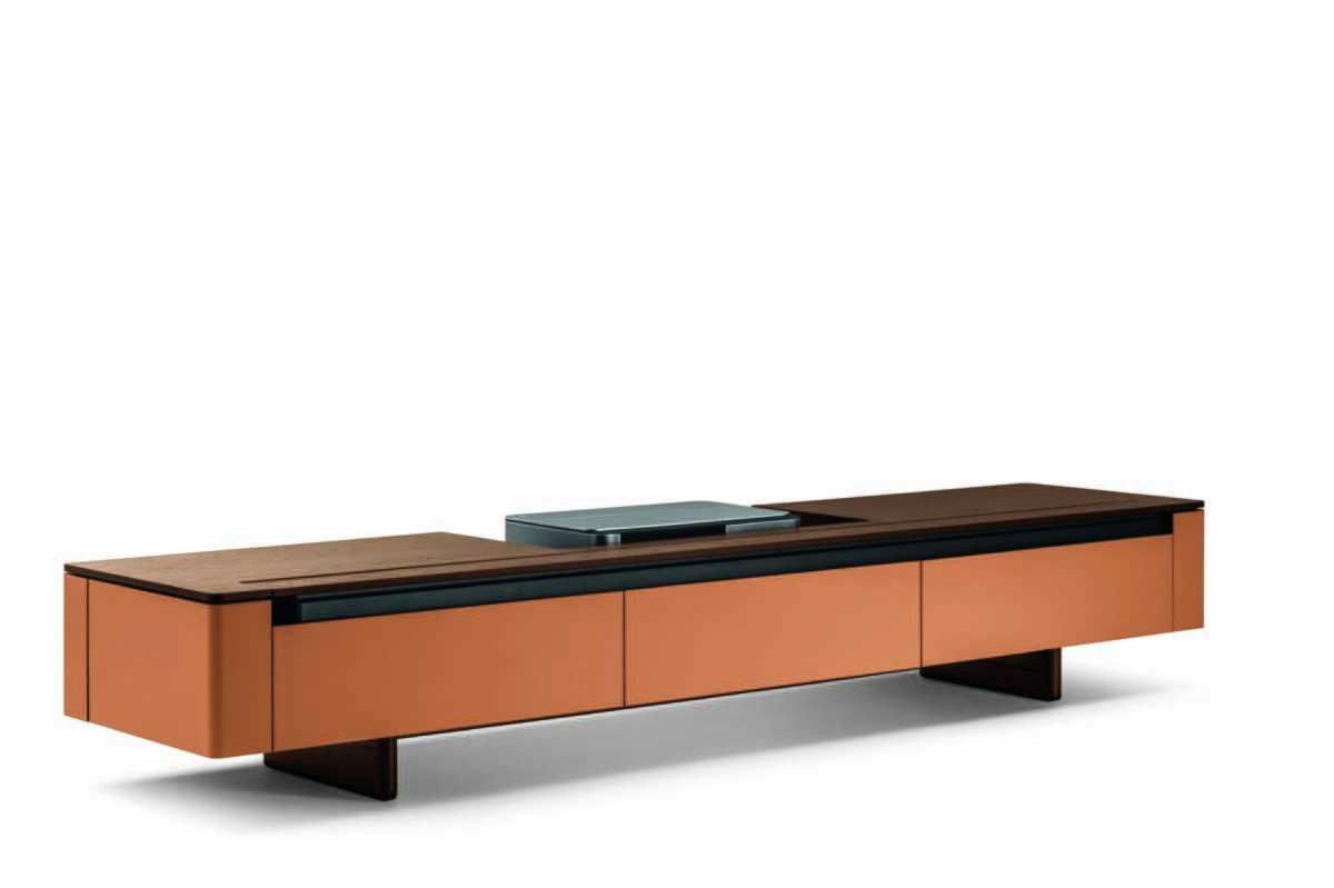 FIDELIO Tanned leather TV cabinet with drawers By Poltrona Frau ...