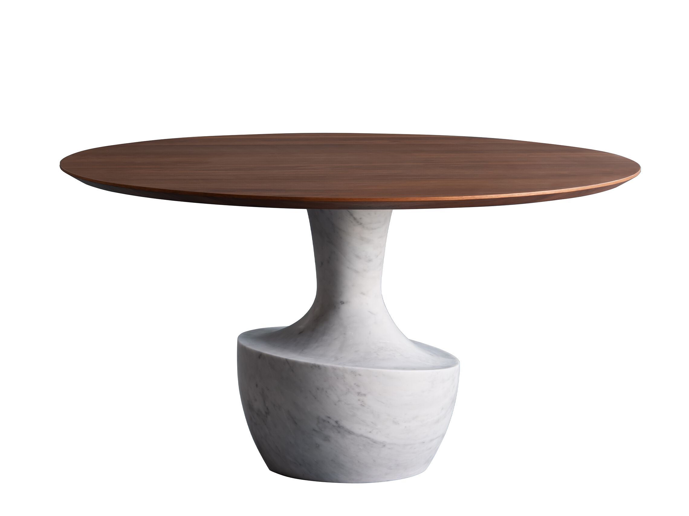 ANFORA 879/T Round marble dining table with walnut top By Potocco ...