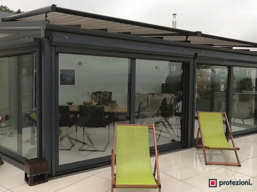 Copertura addossata, con tetto fisso a taglio freddo NUBES FIX - Protezioni - Edilportale