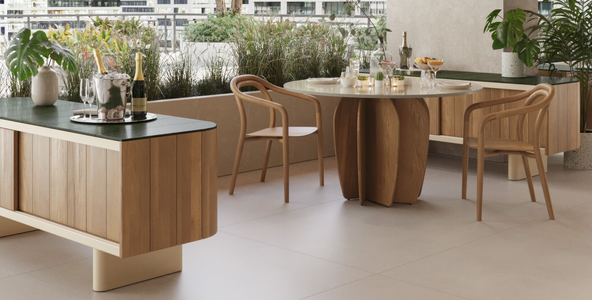 CORAL Round teak garden table By Punt | design Arik Levy