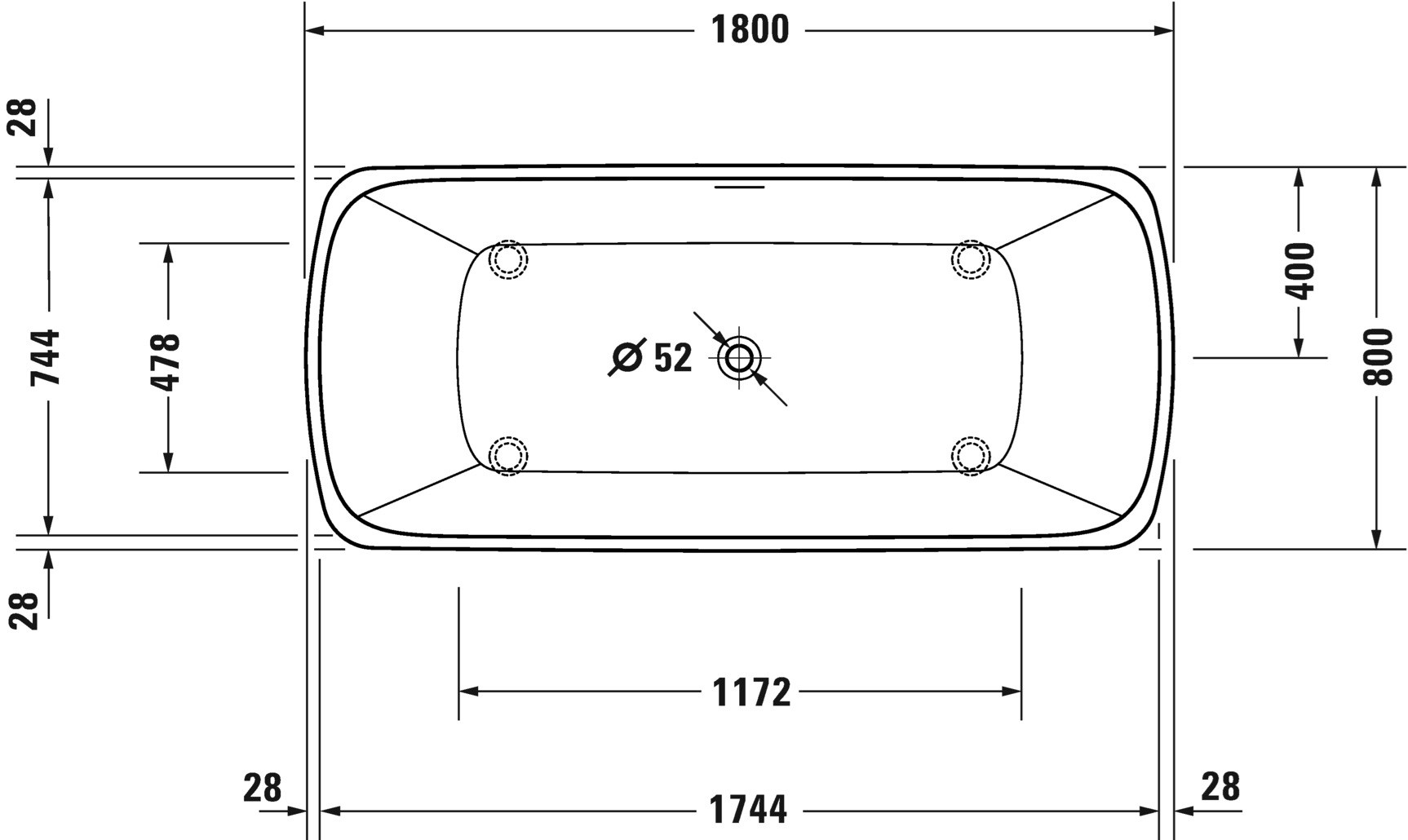 QATEGO Freestanding rectangular hydromassage DuraSolid bathtub By ...