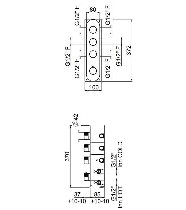 QTIME 0-QTM4202EST-CR Torneira para duche By Carimali