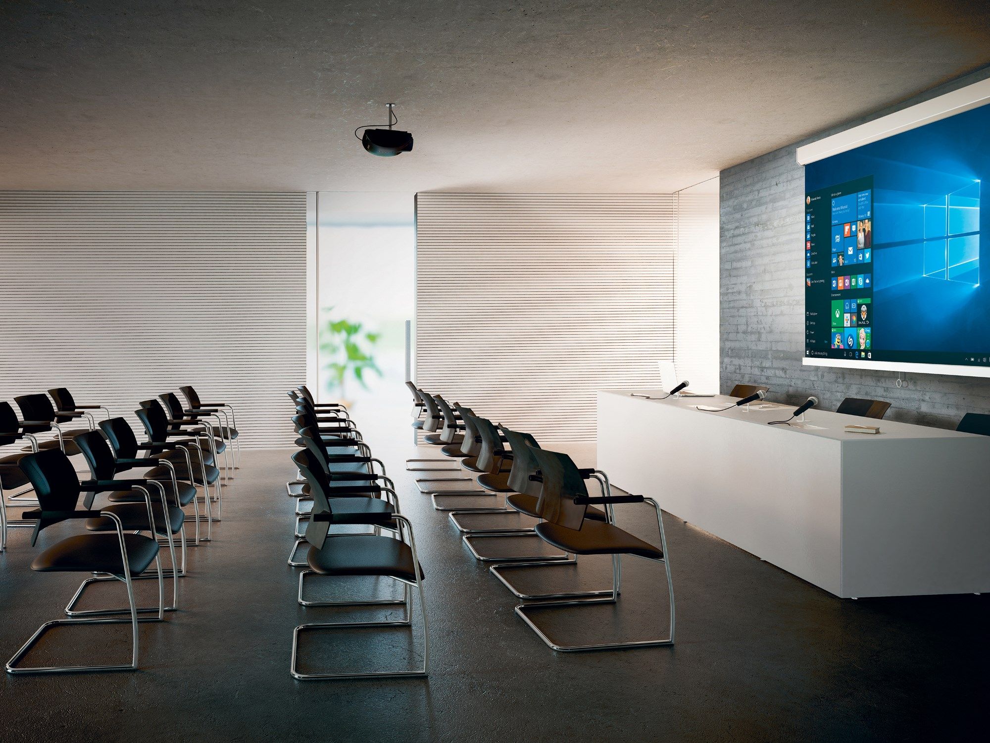 Rectangular MDF conference table with cable management QUARANTA5 By FANTONI