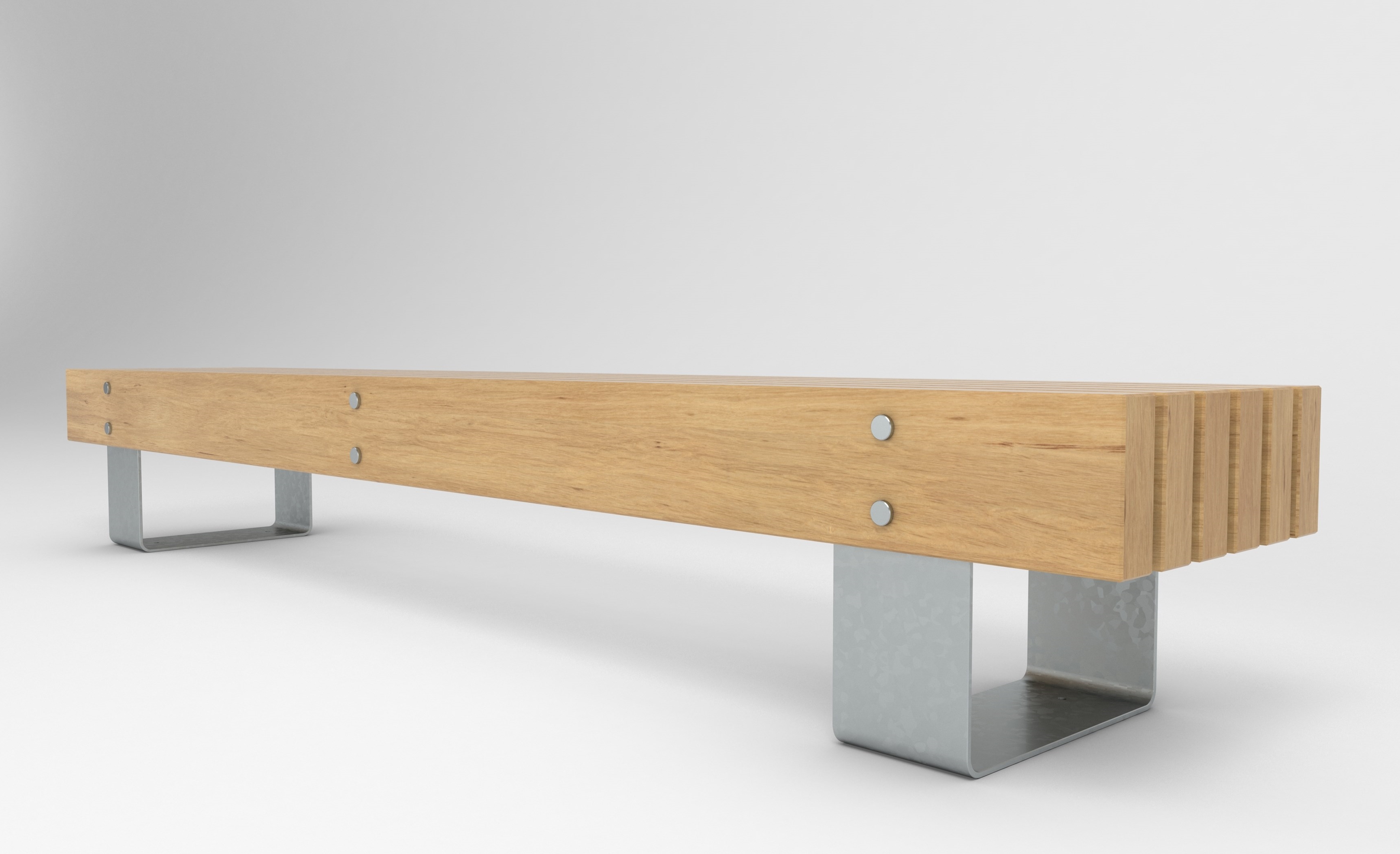 Backless steel and wood Bench QUAY BENCH By Factory Furniture