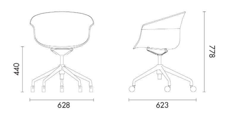 QUEEN | Office chair Swivel polypropylene office chair with castors ...