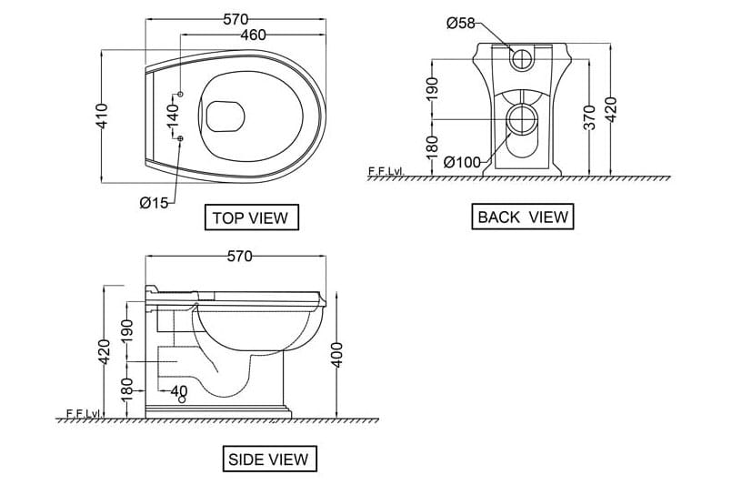 QUEEN'S PRIME Wc in ceramica senza brida a pavimento By Jaquar