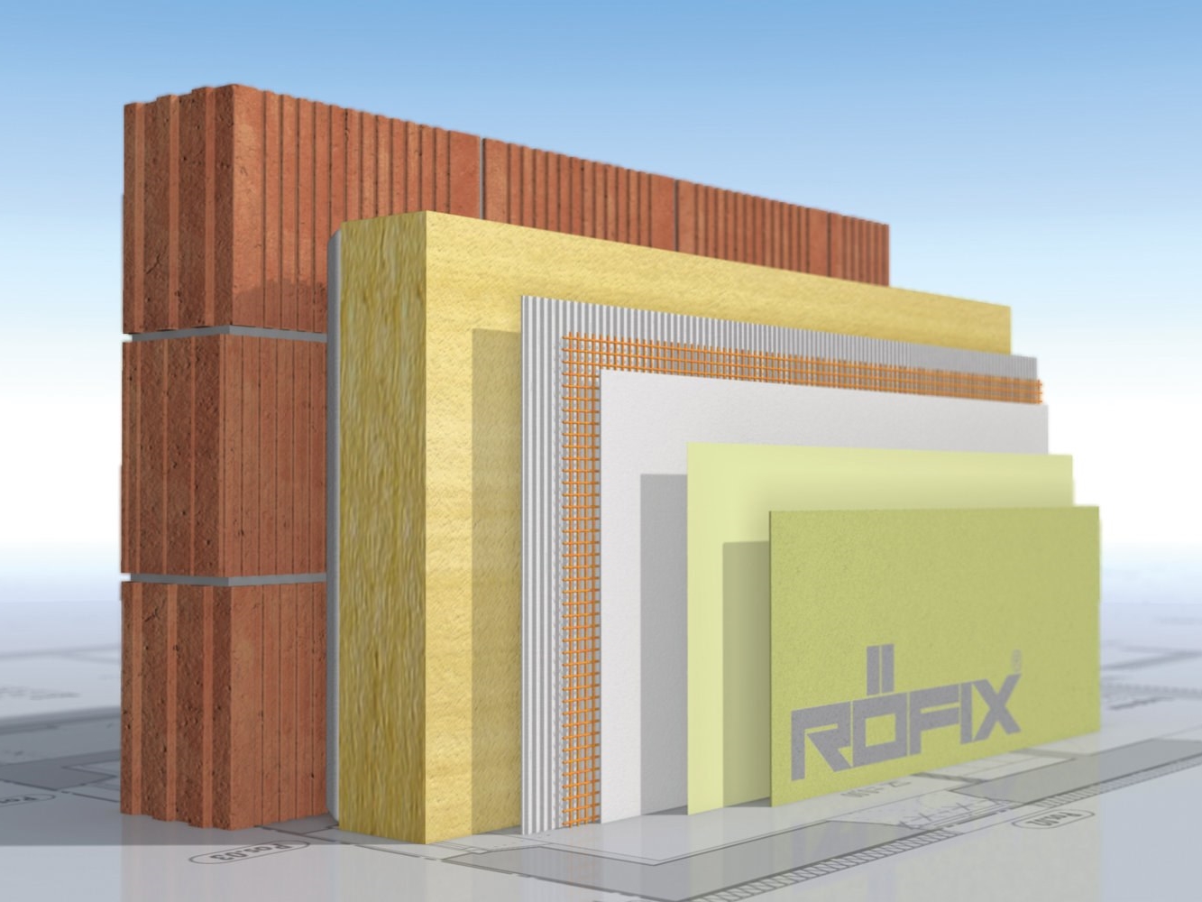 Rock wool Thermal insulation panel RÖFIX FIRESTOP 035 (OB) By RÖFIX
