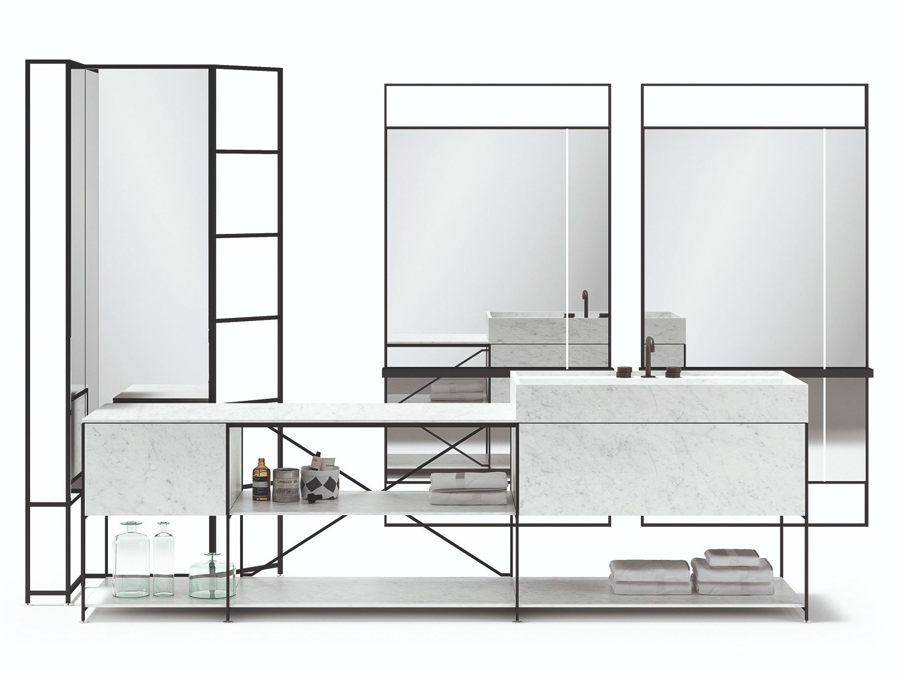 R.I.G. MODULES - BATHROOM 01 Sectional vanity unit By DE PADOVA ...