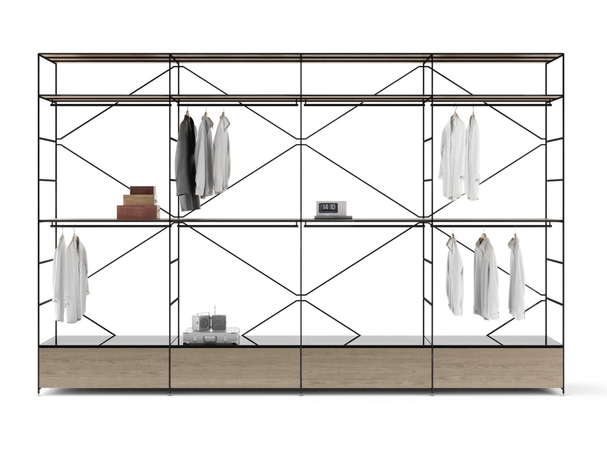 R.I.G. MODULES WARDROBE Sectional steel and wood walk-in wardrobe By DE ...