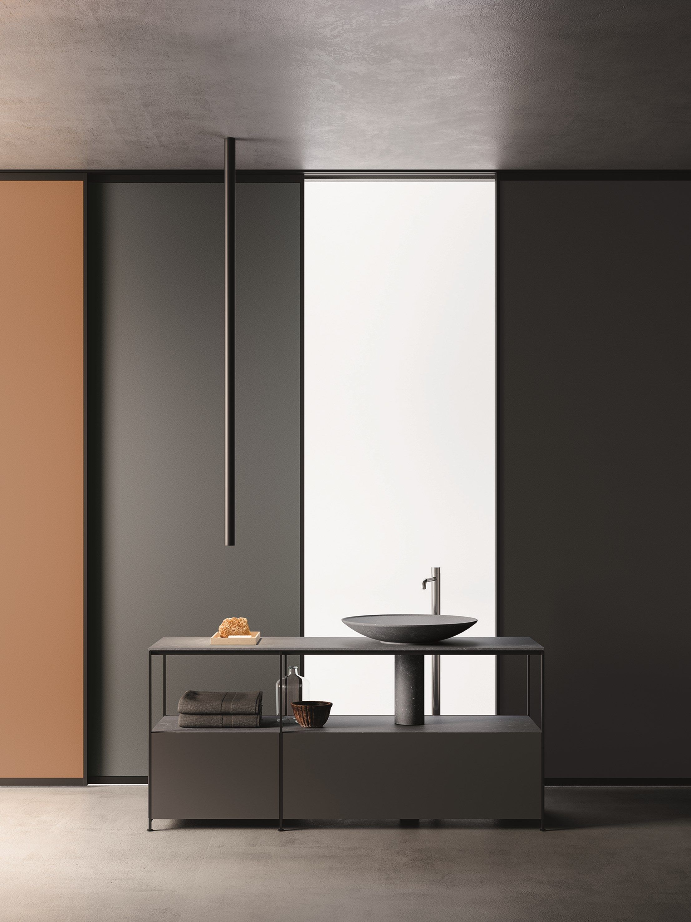 R.I.G. Sectional floor-standing stainless steel vanity unit By Boffi ...