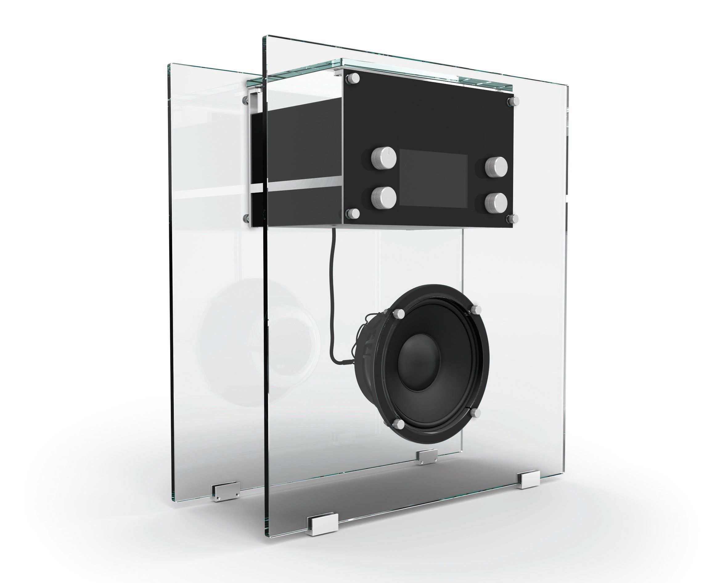 RADIO IN CRISTALLO Tempered glass Radio By Cassina | design Franco Albini