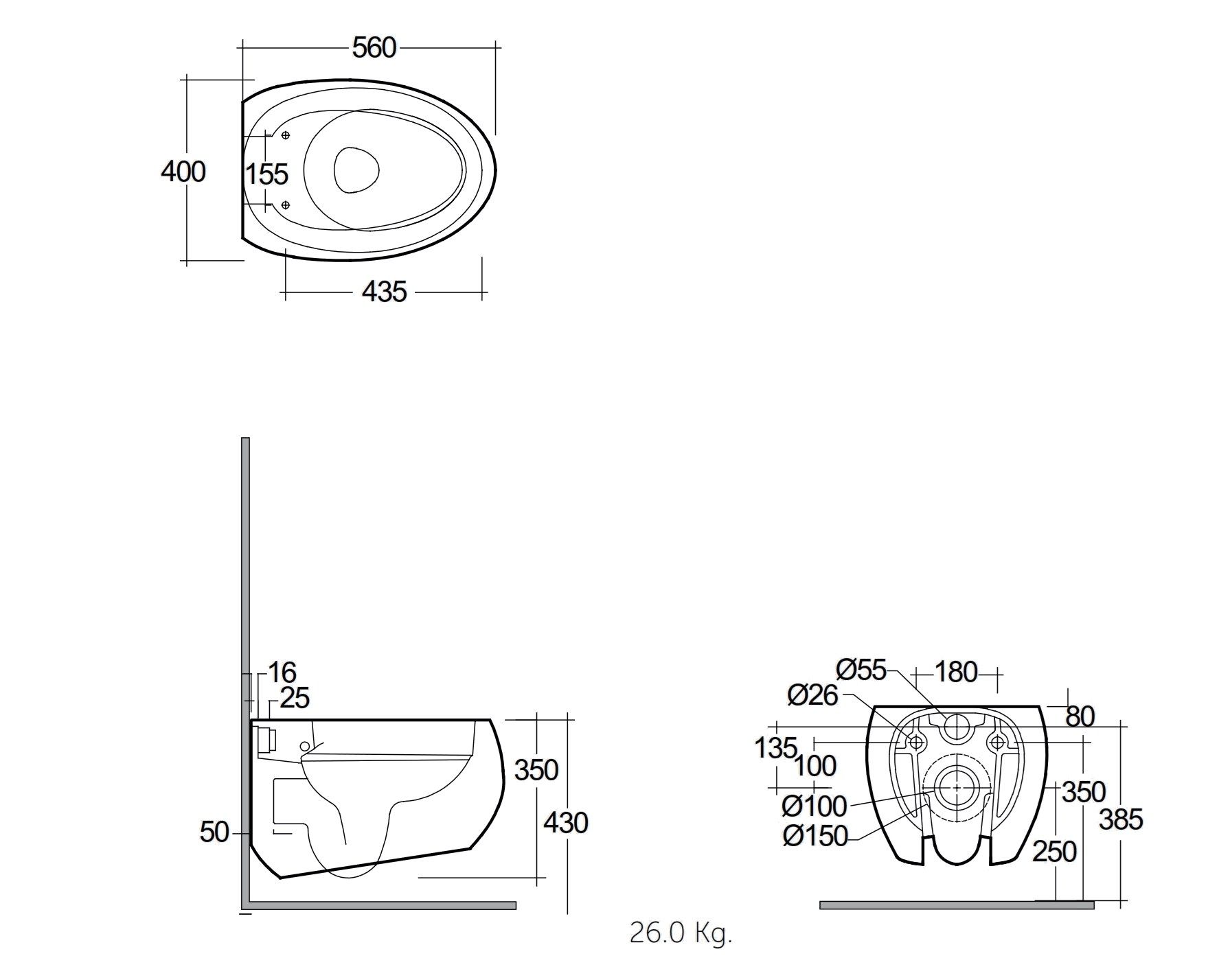 RAK-CLOUD MATT BLACK Wall-hung rimless ceramic toilet By RAK Ceramics ...