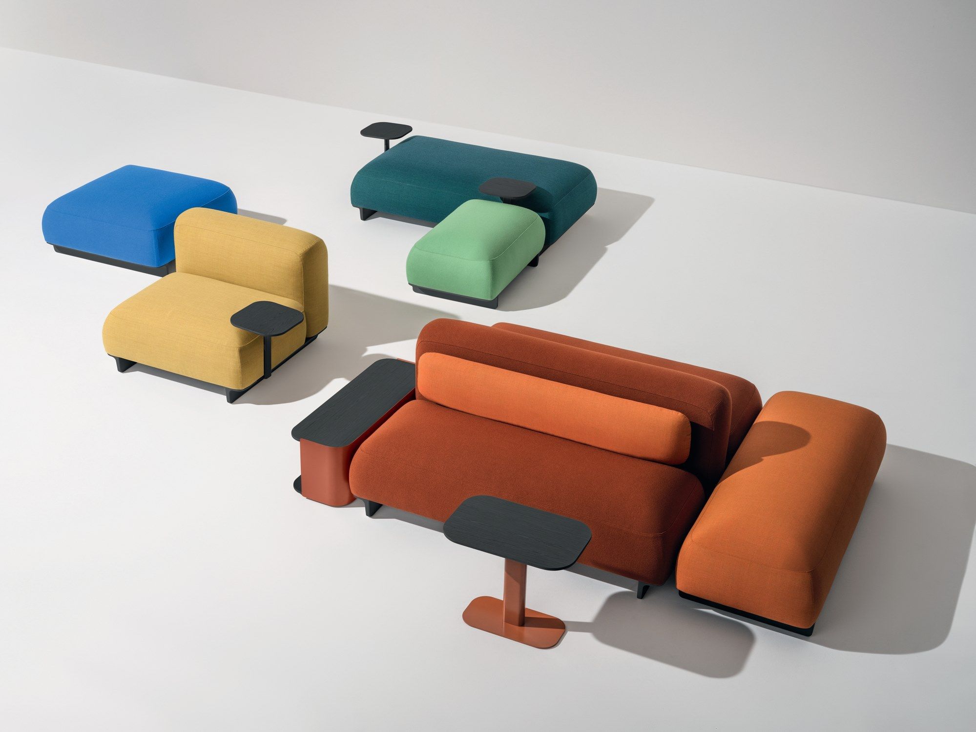 RALIK Rectangular modular fabric pouf By Arper | design Ichiro Iwasaki