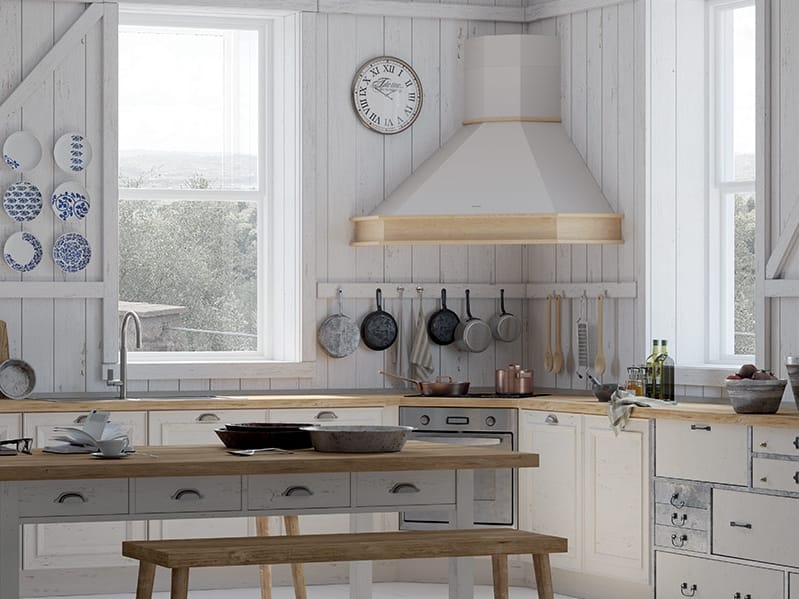 Corner cooker hood with integrated lighting Class D RANCH ANGOLO By FABER