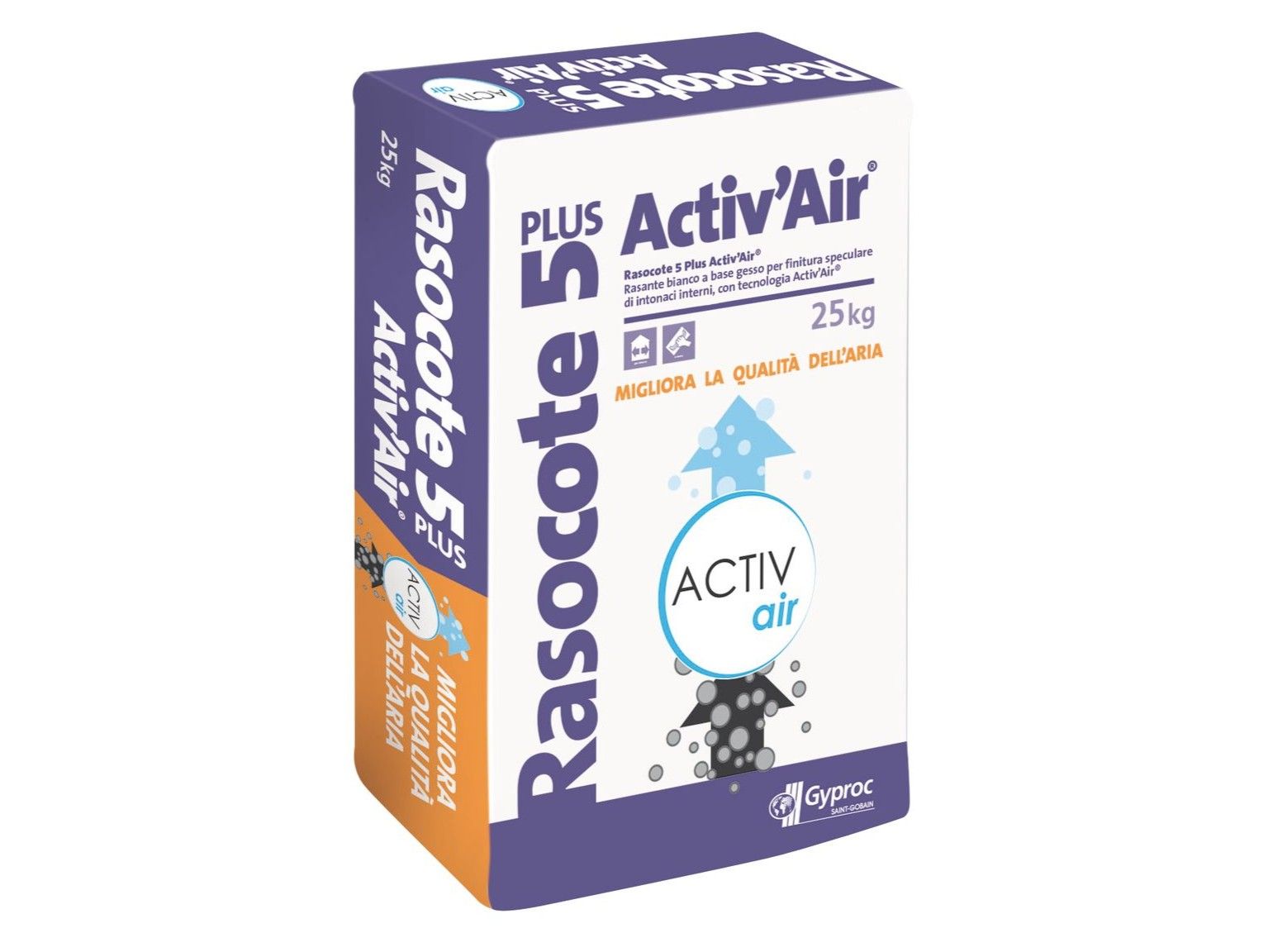 GYPROC RASOCOTE 5 PLUS ACTIV’AIR® Rasante bianco a base calce e gesso ...