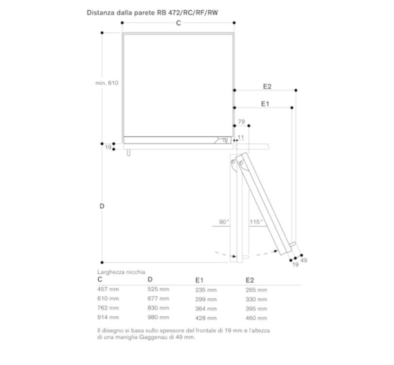 RC462305 Built-in single door refrigerator By Gaggenau