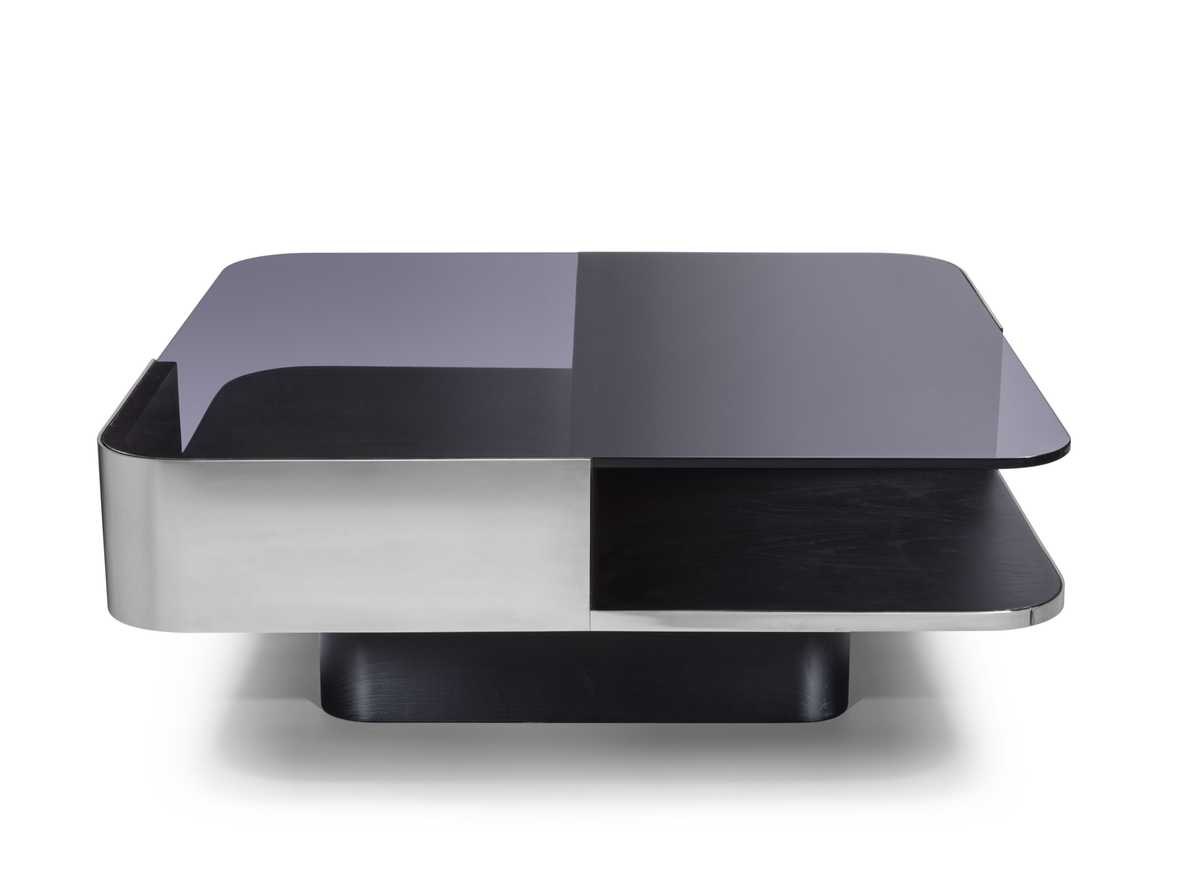 LOUNGE 70s style rectangular wood and glass coffee table for living ...