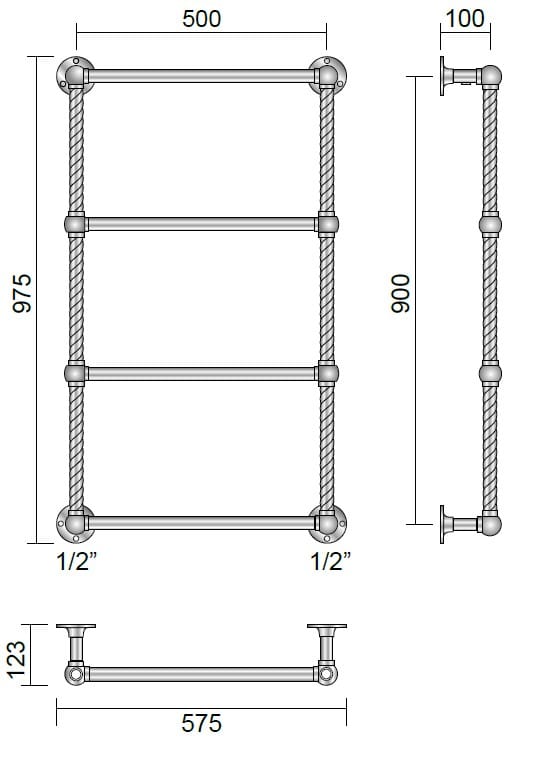 Wall-mounted brass radiator RETRÒ I By CORDIVARI