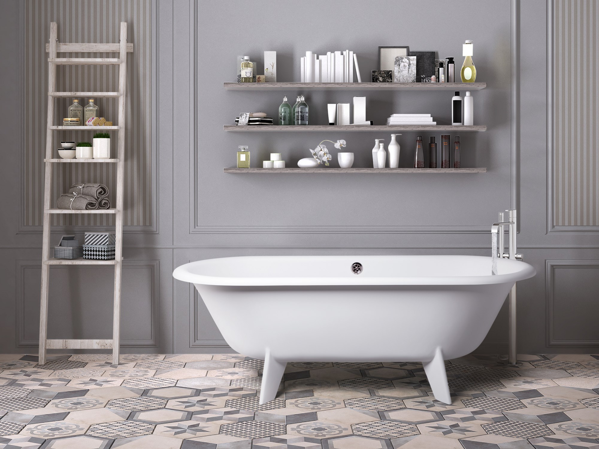 Freistehende ovale Badewanne mit Standfüssen RETRO DESIGN By AQUAdesign