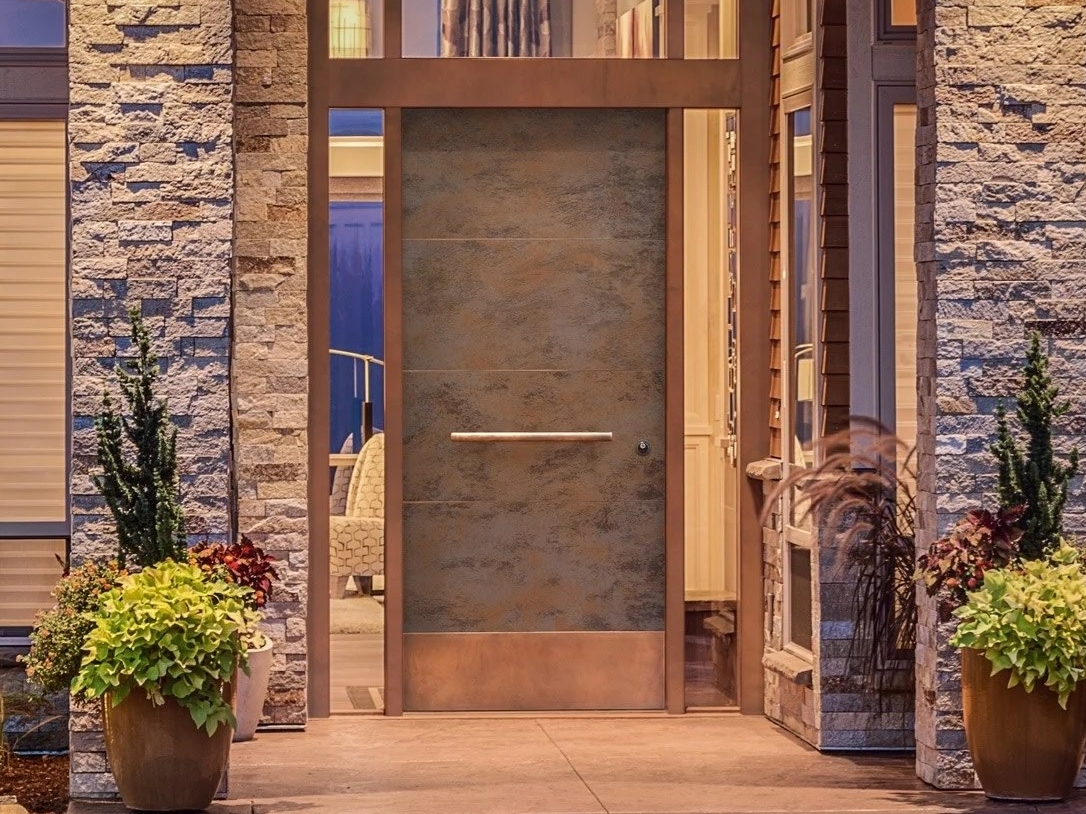 RIACE Swing armored door with porcelain and copper covering By Ercole