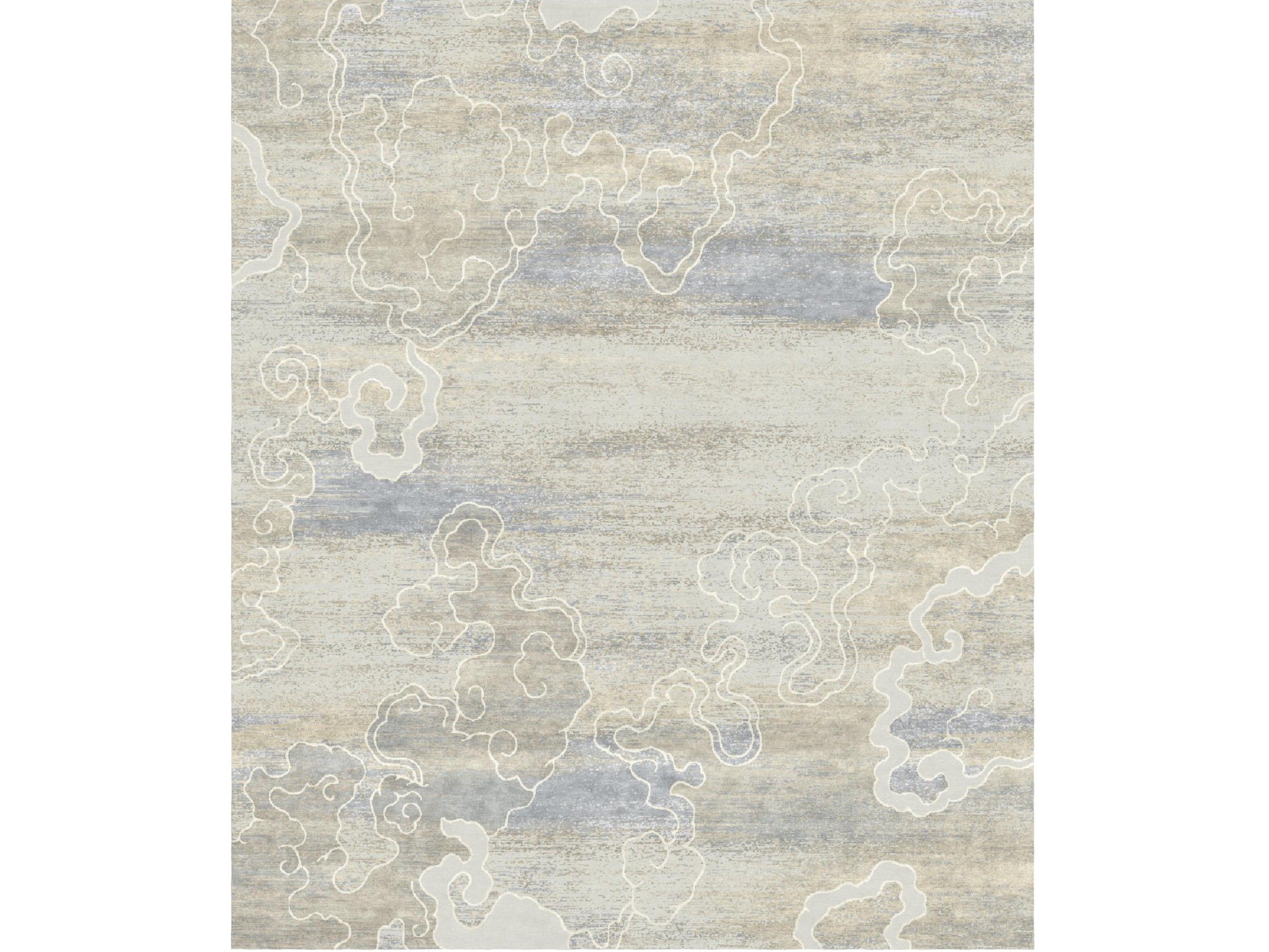 Handmade rectangular rug RICE FIELDS SILVER Chinoiserie Collection By ...