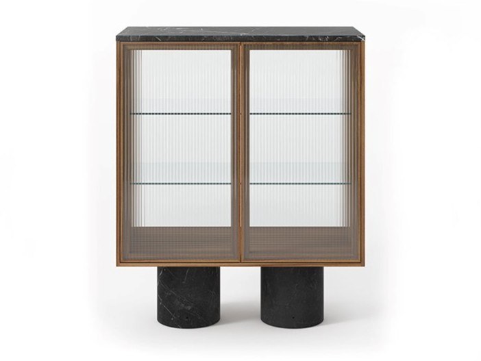 RIO Wood and glass highboard with doors By Punt | design Sebastian Herkner