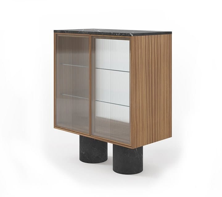 RIO Wood and glass highboard with doors By Punt | design Sebastian Herkner