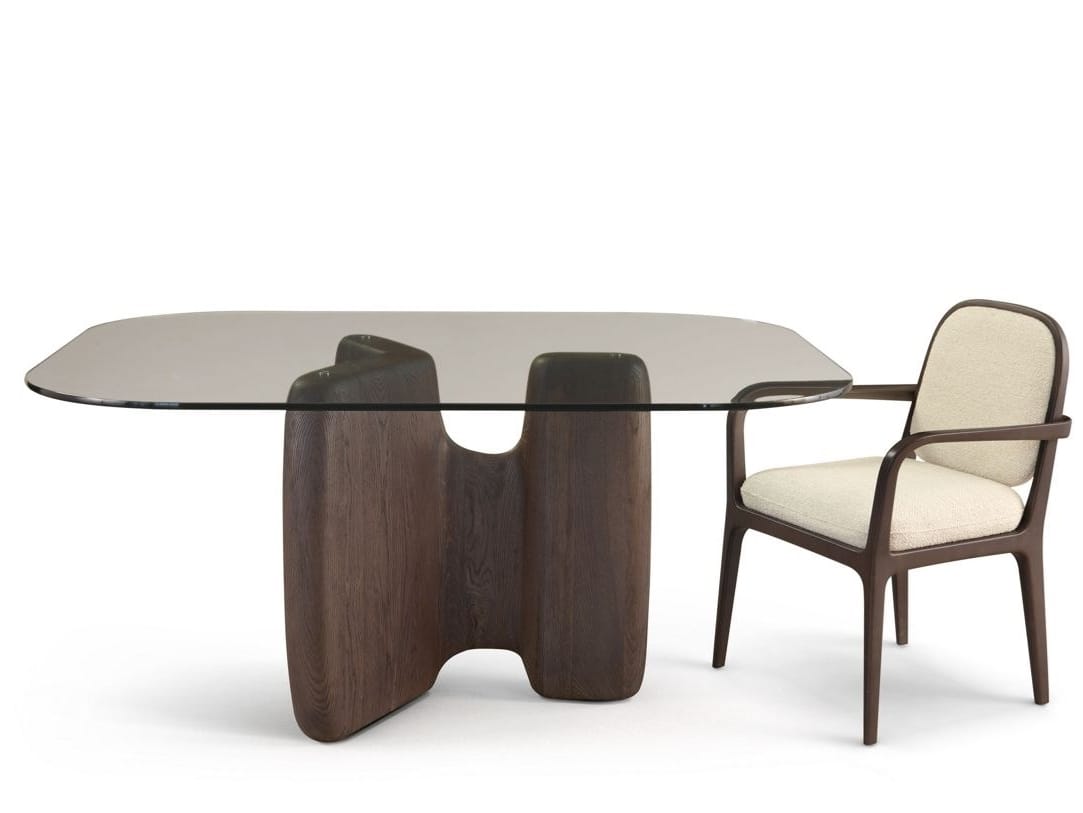 RIO IPANEMA Rectangular wood and glass dining table By Roche Bobois | design Bruno Moinard