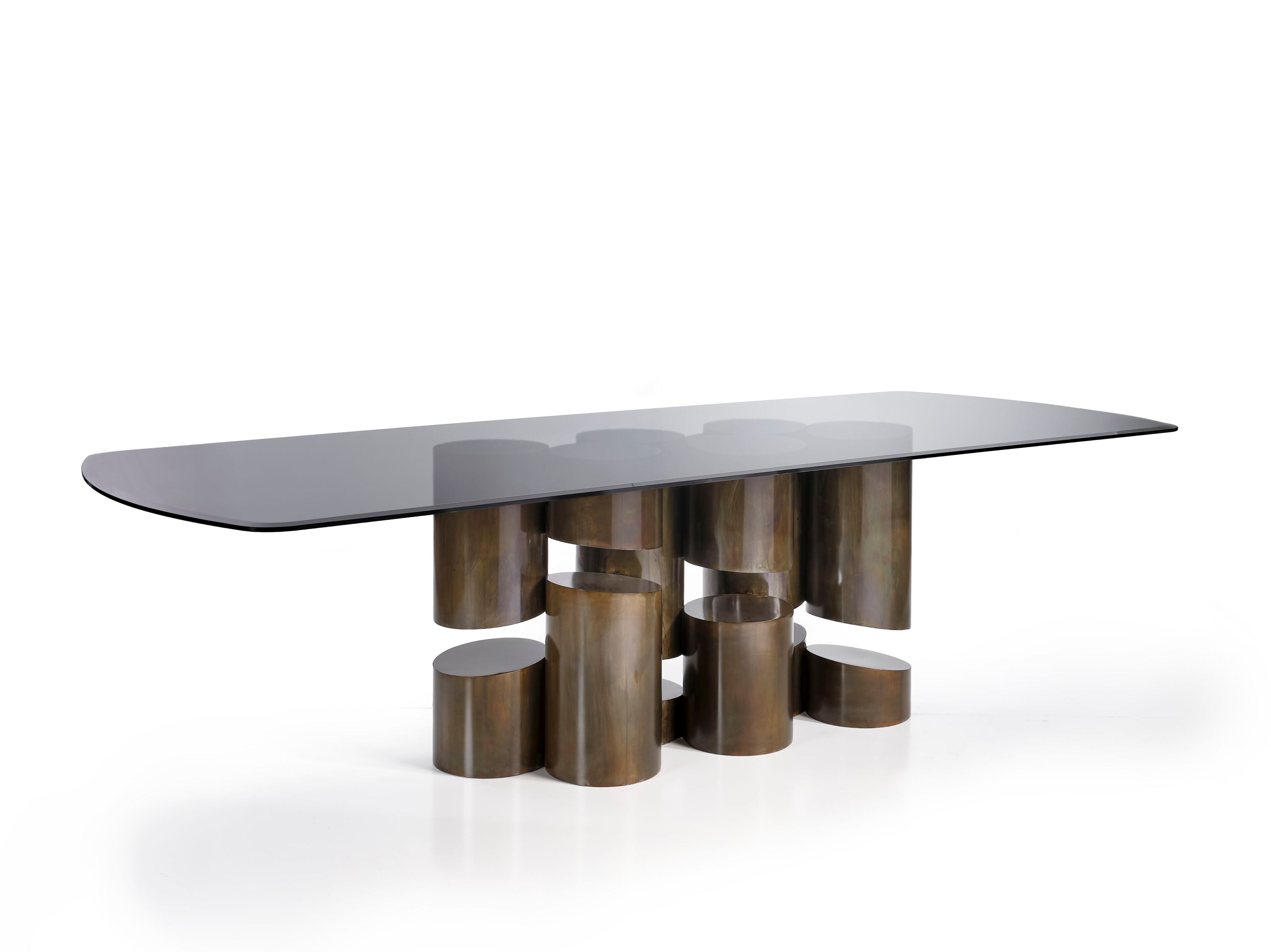 SILVERSTONE Glass and metal table By RIVATELIER