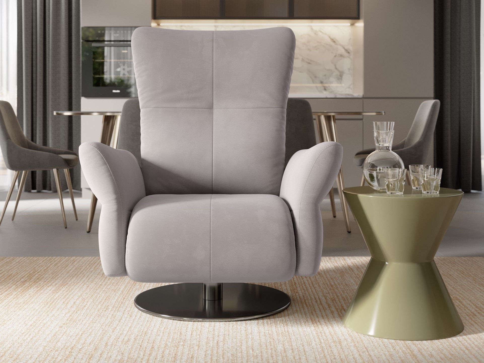 RIVELLO Swivel fabric armchair with armrests By Sofanella