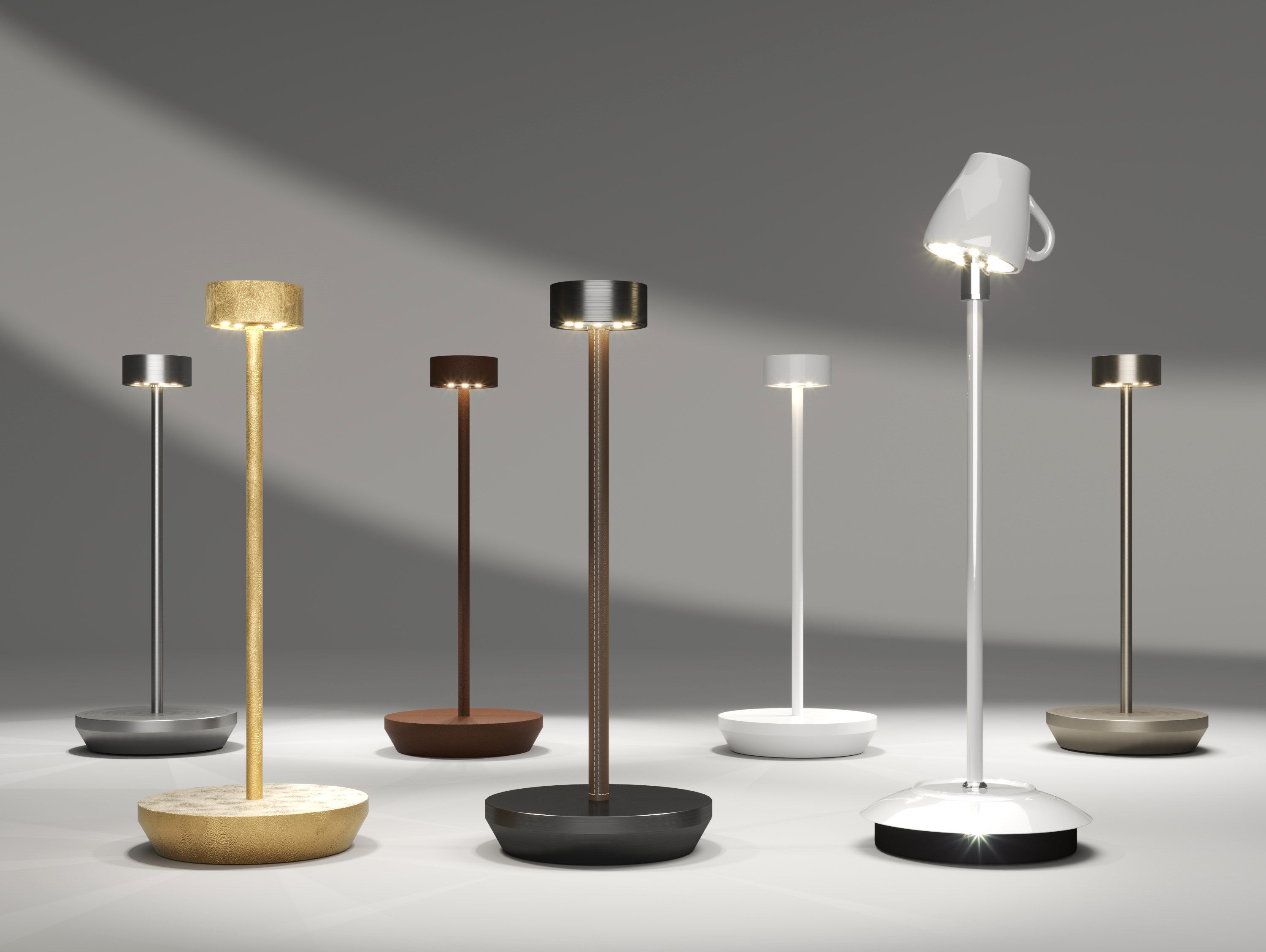 LED aluminium table lamp cordless RIVETTO By Chiaro di Luna